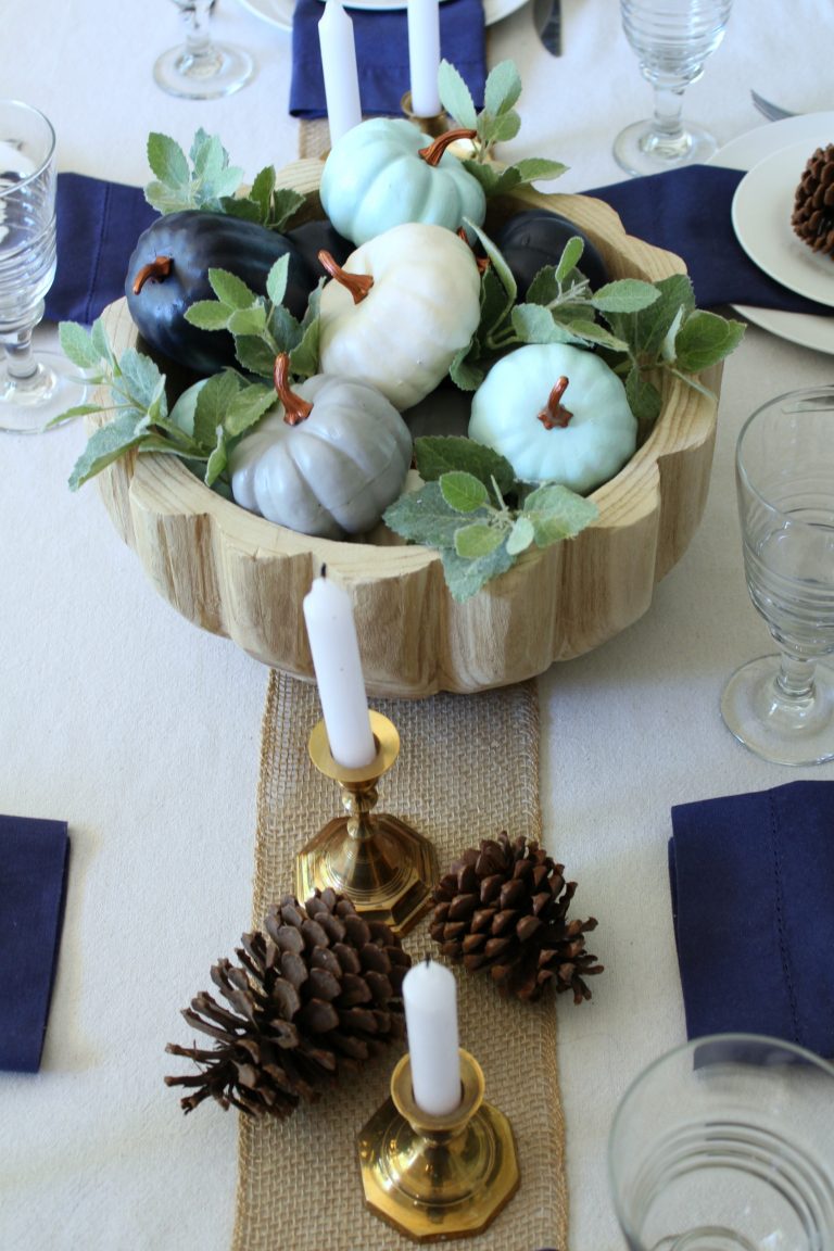 Fall Tablescape in Shades Of Blue